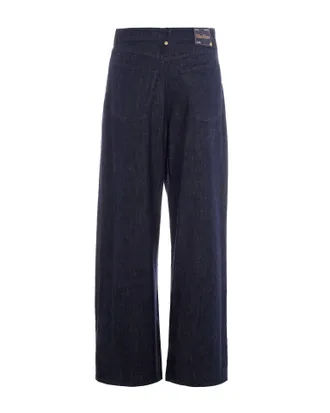 Max Mara Womens Jeans Straight-Leg Navy Blue Cotton