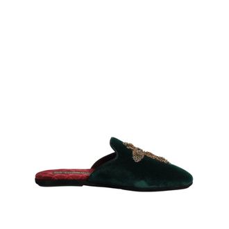Dolce & Gabbana Homme, Chaussures, Vert, Taille: 42 EU Chaussons Slip-On en Velours Vert Croisé