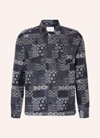 Les Deux Jacquard-Overshirt Layton blau