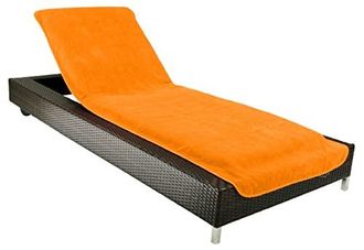 Brandsseller Housse de Protection pour Chaise Longue 75x200 cm - Serviette en Tissu éponge 100% Coton - Lavable, antidérapante, certifiée Öko-Tex 100 - Orange