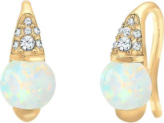 Elli PREMIUM Ohrringe Damen Edel Vintage mit synthetischem Opal und Kristallen aus 925 Sterling Silber
