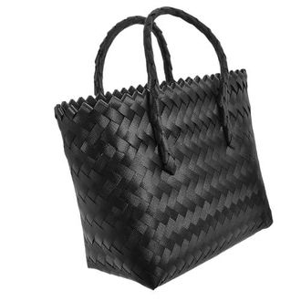 Hemoton Paquet Fourre-tout en Rotin Tiss&eacute; Main Noir Petit Cabas Multifonction pour Femme Panier &agrave; Provisions L&eacute;ger et &Eacute;l&eacute;gant Paquet Bandouli&egrave;re pour Plage Pi