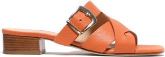 LA SELLERIE Sandalen - Orange Leather Slipper With Cross And Golden Buckl - Gr. 39 (EU) - in Gold - für Damen