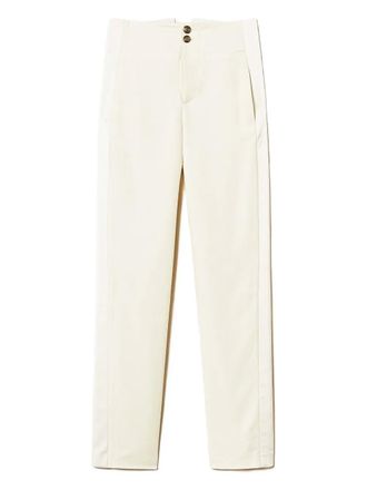 Twin-Set Hose mit Satineinsatz - Wei&szlig;