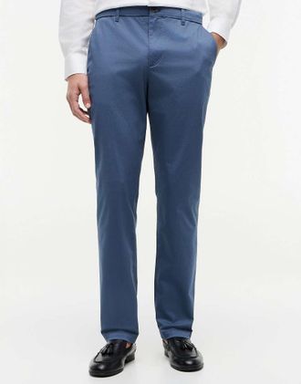 Tommy Hilfiger Denton - Pantalon chino droit imprim&eacute; en tissu structur&eacute; - Bleu fonc&eacute;