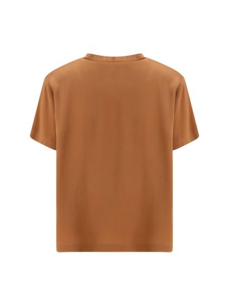 Fabiana Filippi Womens Short-Sleeved V-Neck T-Shirt Beige Viscose T-Shirts & Jerseys