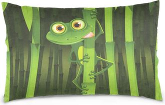 Linomo Kissenbezug 50x75 cm, Lustig Frosch Grün Dekorative Kissenbezug Kissenhülle für Couch Sofa Bett Hause