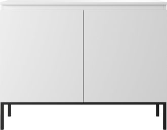 Selsey Kommode Schrank Aufbewahrungsschrank 100 cm 2 T&uuml;ren 4 F&auml;cher Wei&szlig; Schwarze Beine Bemmi