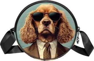 Generic Sac à bandoulière circulaire pour femme, petit sac à bandoulière artistique coloré avec fermeture éclair, bretelles réglables, sac à main rond décontr