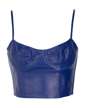 8 by YOOX LEATHER BODYCON CROP TOP