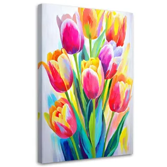 Artgeist Artgeist - Quadro Su Tela, Tulipani Colorati Acquerello Pastello Botanica - 40x60