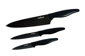 Excelsa Enjoy Home Lot de 3 couteaux en titane Noir