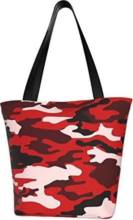 AOOEDM Tote Bag Red Camo Shopping Bags Small Reusable Market Bag Beach Tote Bags Travel Totes