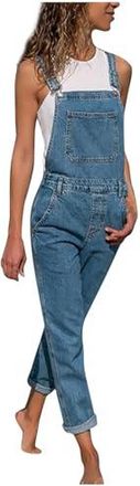 Generic YIzdegg Salopette d&eacute;t&eacute; &agrave; lani&egrave;res pour femme - Salopette de travail avec bretelles - Pantalon en jean respirant - Salopette en jean ample et confortab