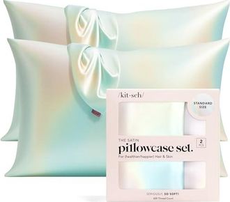 Kitsch Kissenbezug aus 100% Satin mit Reißverschluss, weicher als Seidenkissenbezug für Haar und Haut, kühlender Kissenbezug, Satin-Kissenbezug (Standard/Que