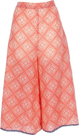 Guru Shop Kn&ouml;chellange Palazzohose, Weite Boho Sommerhose, 7/8 Baumwoll Hosenrock - Lachsorange, Damen, Baumwolle, Size:S