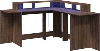 vidaXL LED-Schreibtisch Braun Eichen-Optik 152x152x91 Holzwerkstoff vidaXL