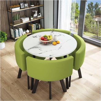 Generic Modernes Tisch- und Stuhlset, 5-teiliger Bartisch und 4 Stuhlset, runder Konferenztisch, hohe Tragf&auml;higkeit, for Caf&eacute;, B&uuml;ro und Wohnzimmer( 20)