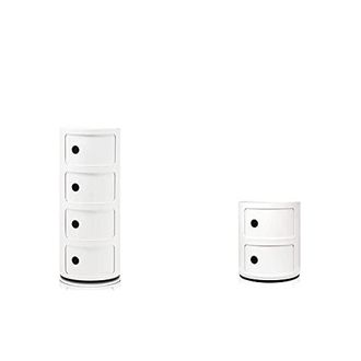 Kartell Componibili, 4 Elements, Weiß, Runde Basis & Componibili, 2 Elements, Weiß, Runde Basis