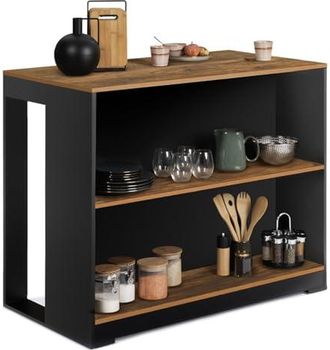 IDMarket Table de Bar &icirc;lot Juno Bois Noir et Plateau fonc&eacute; Hawkins