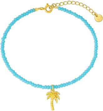 Glanzst&uuml;cke M&uuml;nchen Armband - Sterling Silber Armband Glas Palme - Gr. ONESIZE - in Gold - f&uuml;r Damen