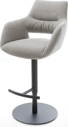 DELIFE Barstuhl Yago-Flex Strukturstoff Soft Grau Drehfu&szlig; h&ouml;henverstellbar Metall Schwarz Taschenfederkern, Barst&uuml;hle