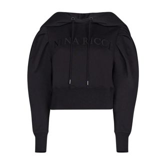Nina Ricci Damen Logo Cropped Schwarzer Pullover - - Sweatshirts & Hoodies - Damen - Schwarzk - M