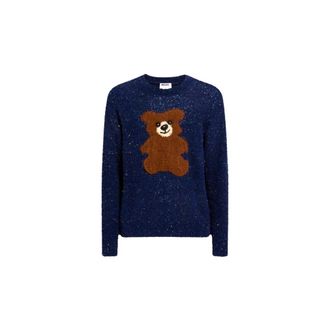 Moschino Teddyb&auml;r Boucl&eacute; Wollmischungs-Pullover - - Knitwear - Herren - Blau - L
