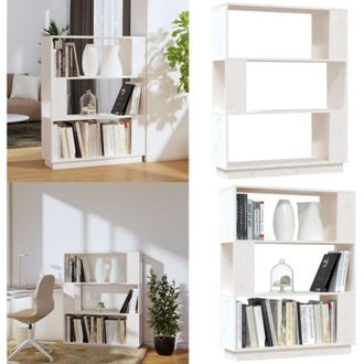 vidaXL B&uuml;cherregal/Raumteiler Wei&szlig; 80x25x101 cm Massivholz Kiefer - Raumteiler - Kieferholz