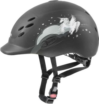 Uvex onyxx - Leichter Reithelm für Kinder - individuelle Größenanpassung - optimale Belüftung - Unicorn Black - 49-54 cm