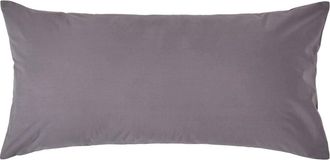 Homescapes Perkal Kissenbezug 40x80 cm dunkelgrau, Kissenh&uuml;lle mit Rei&szlig;verschluss, 100% &auml;gyptische Baumwolle, Fadendichte 200