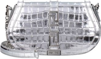 Versace Femmes Sac &agrave; bandouli&egrave;re en cuir argent&eacute;