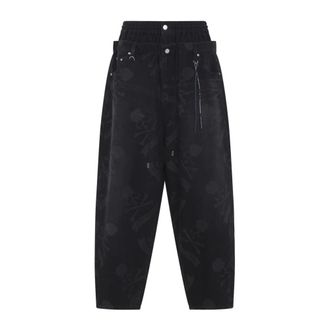 MASTERMIND WORLD Homme, Jeans, Noir, Taille: S Aloha Wide Fit Jeans