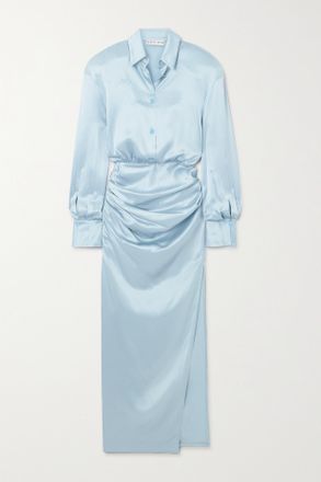 Rowen Rose Maxikleid Aus Seidensatin - Blau