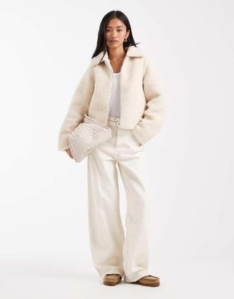 Threadbare Veste courte en imitation peau de mouton - &Eacute;cru-Blanc