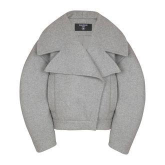 Balmain Femme, Manteaux, Gris, Taille: 36 FR Manteau crois&eacute; en laine