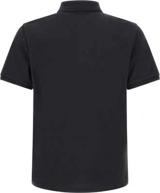 Moncler Logo-Patch Cotton Piquet Polo Shirt - Black