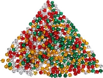 DOITOOL 400 Stück Mini Weihnachtsglöckchen Bunte Kleine Metall-Glocken für DIY Basteln Haustieranhänger Schlüsselanhänger Windspiele Flache Aluminium Glöckche