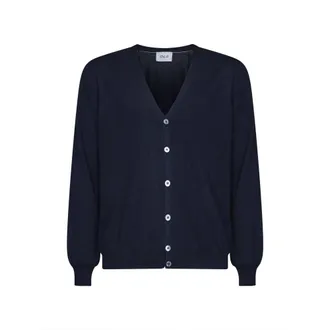 D4.0 Homme, Pulls, Bleu, Taille: M Cardigan en laine vierge