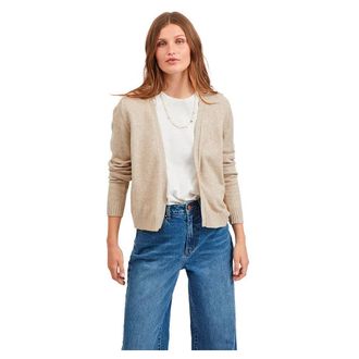 Vila Damen Viril Short L/S Knit Cardigan-noos Strickjacke, Beige (Natural Melange),XXL