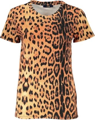 Cavalli Gemustertes Kurzarm-T-Shirt - - Tops - Damen - Orange - XS