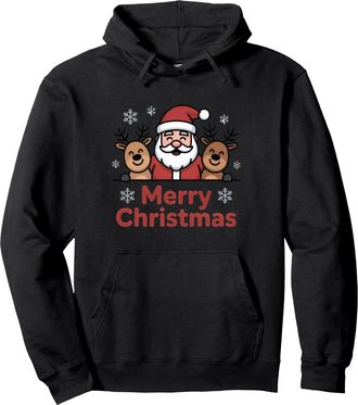 No Stress Niedliches Frohe Weihnachten - Weihnachtsmann und Rentier Urlaub Design Pullover Hoodie