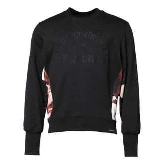 Dolce & Gabbana Schwarzer Bestickter Rundhalspullover - - Sweatshirts & Hoodies - Herren - Schwarzk - L