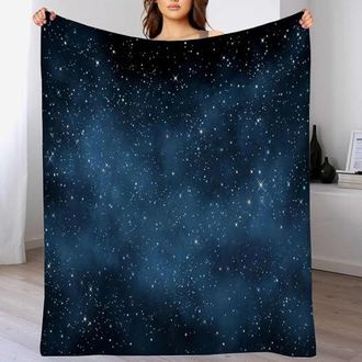 Generic Couverture Polaire 100x150 cm Galaxie Flanelle Plaid Bleu Fonc&eacute;, Couverture 1 Personne Enfant, Plaid Doux et Chaud pour Jet&eacute; de Canap&eacute; et Lit a-0594