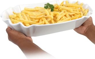 Holst Porzellan SL 120 Pommesschale 36 cm Pappoptik Snack Line, weiß, 35.5 x 23 x 7 cm