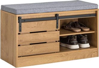 SoBuy Sobuy - Meuble à Chaussures avec Porte Coulissante Style Grange, Banc de Rangement dEntrée au Design Industriel, Pour Couloir, Salon ou Chambre, 80