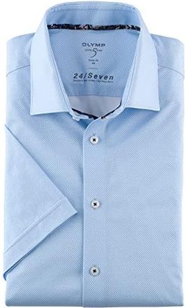 Olymp Homme Chemise Business &agrave; Manches Courtes Level Five 24 Seven,Body fit,New York Kent,Bleu 11,37