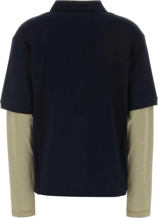 Miu Miu Striped Sleeve Cotton Polo - Navy