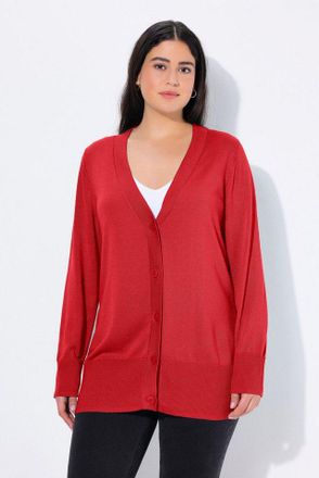 Ulla Popken Strickjacke Strickjacke V-Ausschnitt Knopfleiste Feinstrick