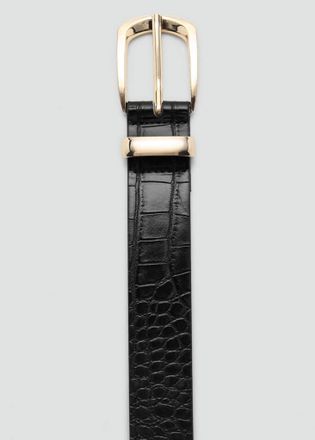 Mango Ceinture simili-cuir effet croco noir - Femme - XL - MANGO